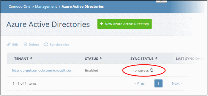 Manually Synchronize User Groups From Azure Active Directory, Managed Desktop Service, Comodo One